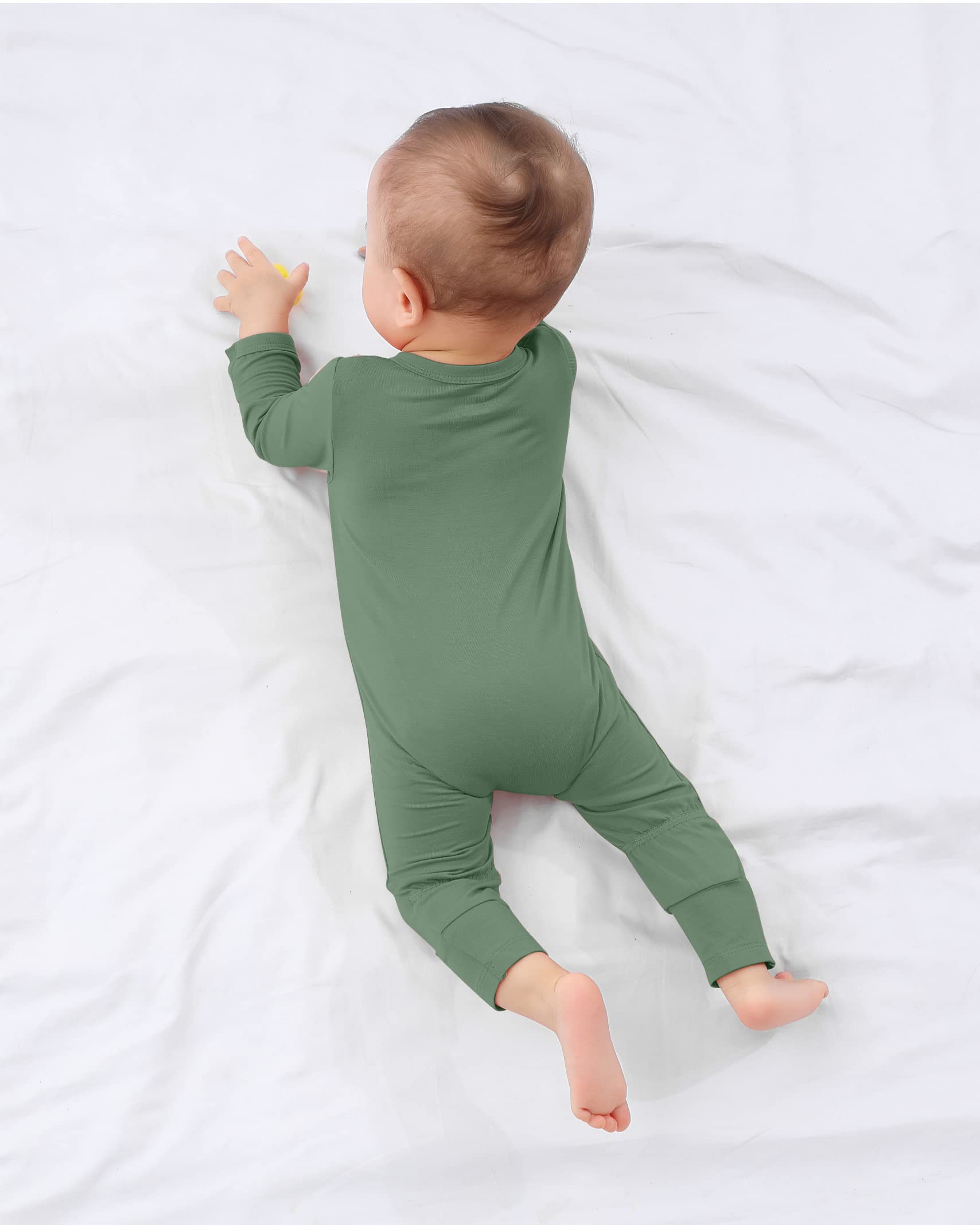 Rayon Baby Sleeper with Mitten Cuffs, Footless Pajamas Baby Boy 6-12 Months Green