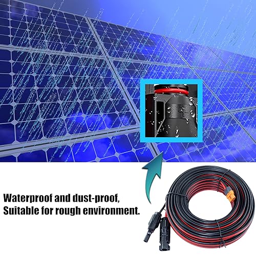 iHaospace XT60i Adapter to Solar Connector Cable 12AWG 50FT, XT60i to Solar Panel Extension Cable 50 FEET 12 Gauge 15.24m for Ecoflow River and Delta Series Bluetti EB55 Power Station (XT60i 50FT)