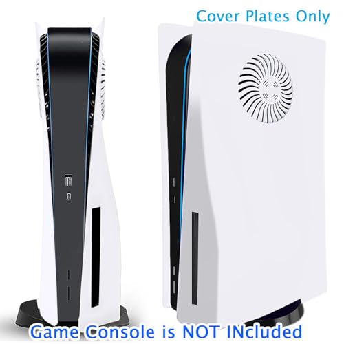 New for PS5 Extra Cover Plates Faceplate White Replacement, Compatible with for PlayStation 5 Disc Edition Game Consoles, DIY Frosted Protective Shell with Radiator Windows & Dustproof Mesh
