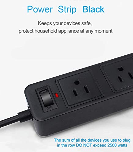 Power Strip 2 Prong, Surge Protector 2 Prong with 3AC Outlets and 4 USB Charging Ports, 6.6ft Long 2 Prong to 3 Prong Extension Cord for Smartphone Home Office Desktop, Black