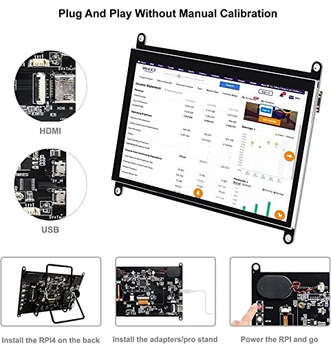 Raspberry Pi Screen 7 Inch Touchscreen Monitor 1024x600 Portable HDMI Monitor Raspberry Pi Display Fit for Raspberry Pi 4/3/2/Zero/B/B+ Win11/10/8/7, Free-Driver
