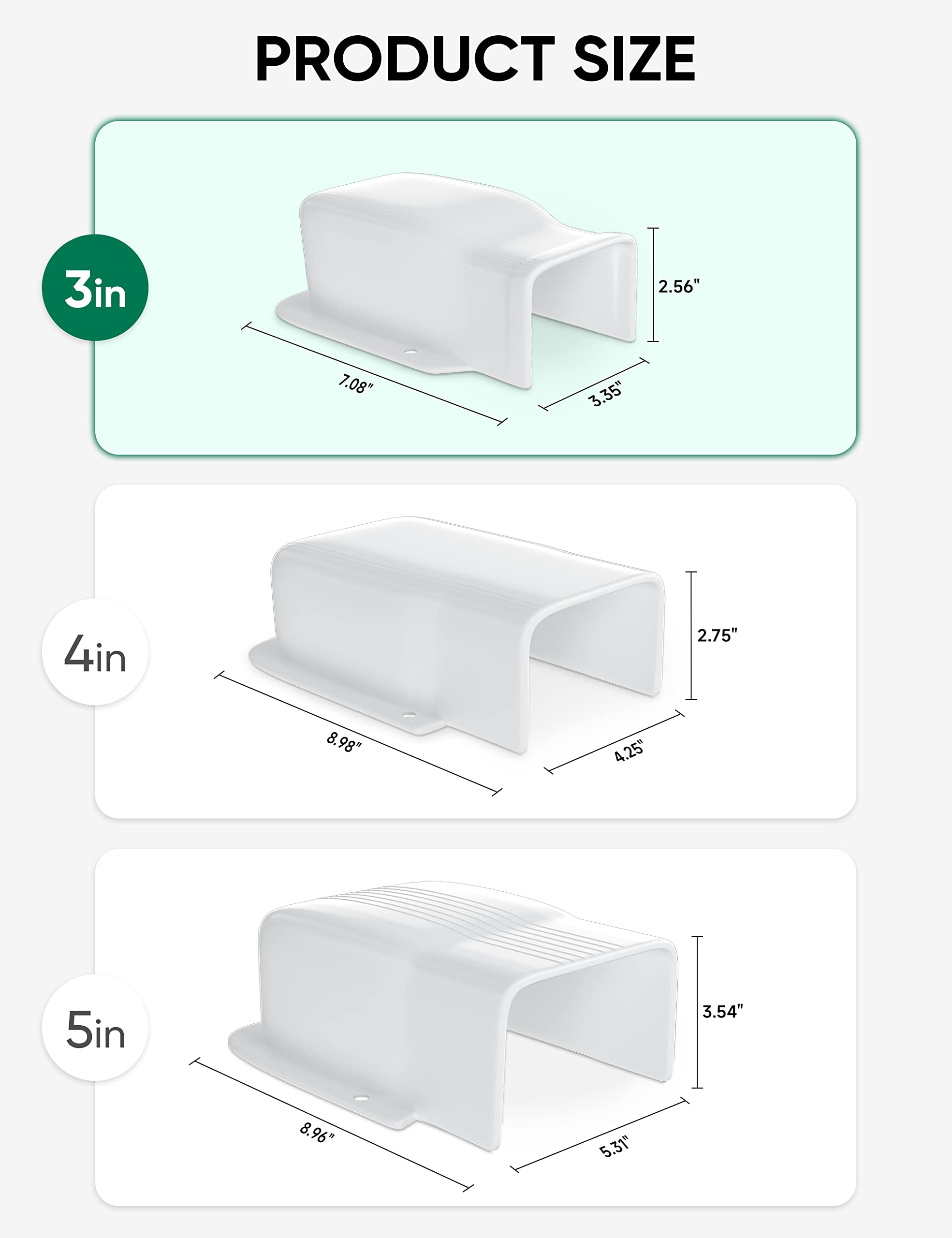 Plusluck 3" Entry Wall Cover Line Cover Set Parts PVC Accessory for Decorative for Ductless Mini Split, Central AC and Heat Pumps