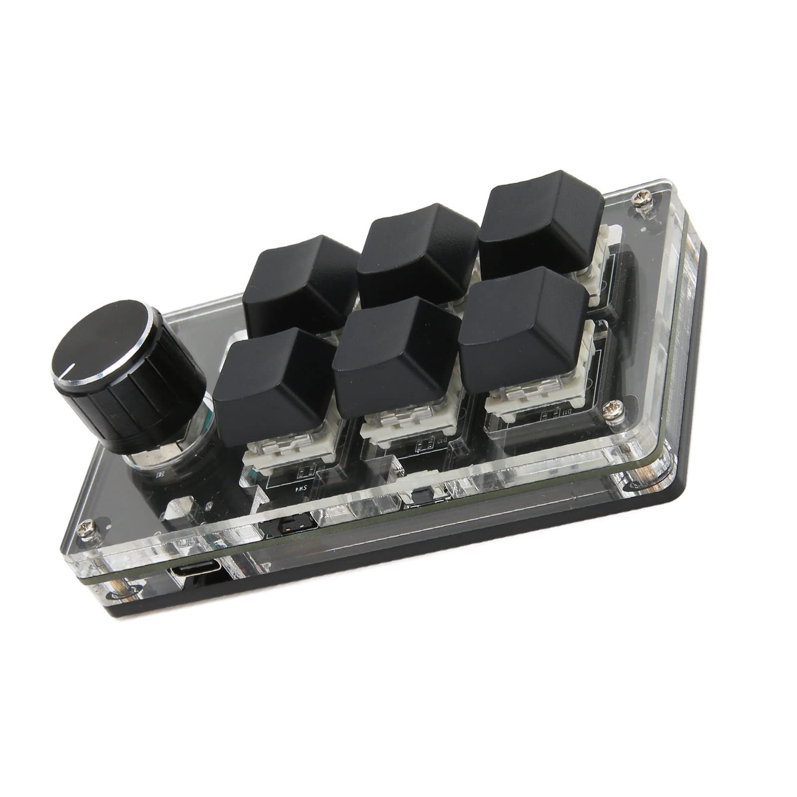 OSU Gaming Keyboard, Knob Function Dual Mode Connection Mechanical Gaming Keyboard DIY Programmable for Office for Gaming