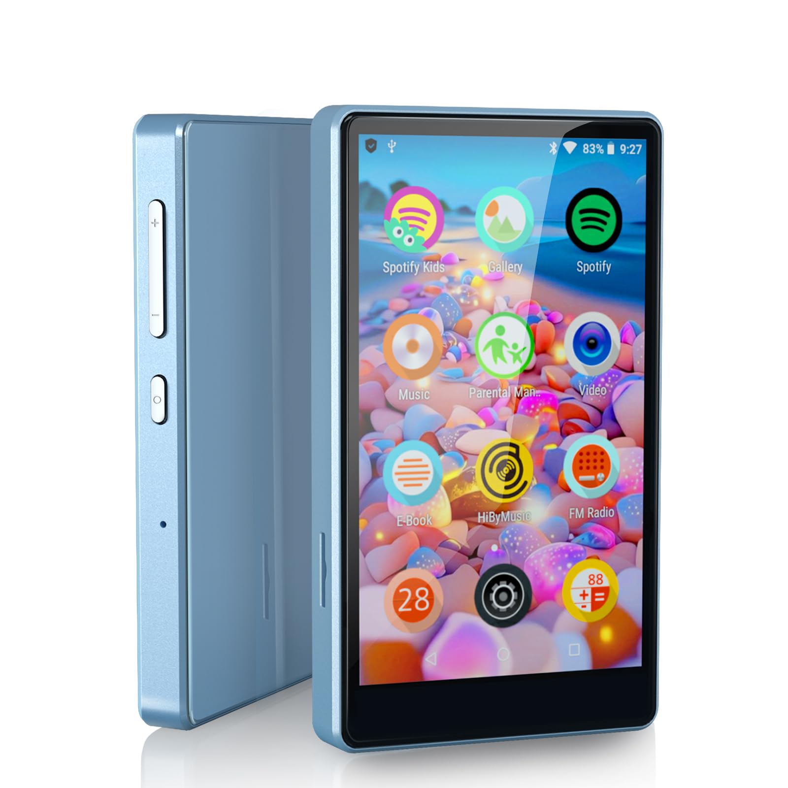 Kids MP3 Player with Parental Controls, Pre-Installed Spotify Kids, Spotify, Audible, Amazon Music, 4.0" IPS MP4 Music Player Up to 256GB (Blue)