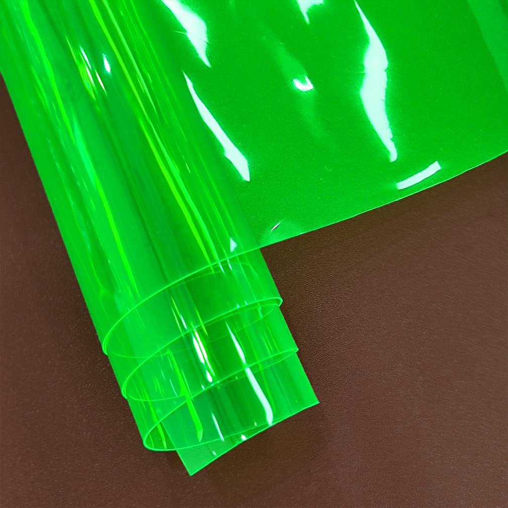HYANG Green Transparent PVC Super Clear Holographic Vinyl Faux Leather Sheets 1 Roll 12" x 47" (30cm x 120cm) for DIY Bows Earrings Bags DIY Crafts Making
