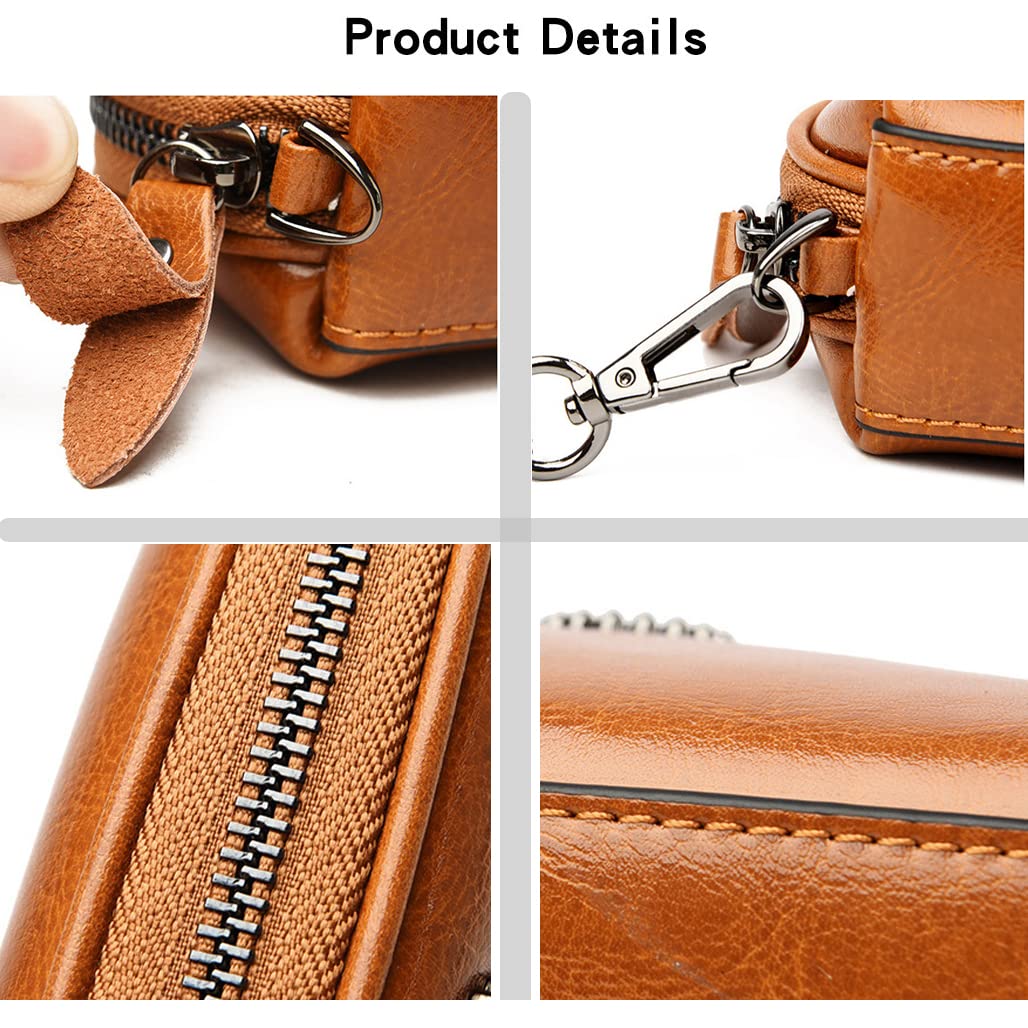 Lecxci Womens Wristlet Clutch Purse Leather Cell Phone Wallet Handbag Zip Around Wallets With Credit Card Holder (Vintage -Black)