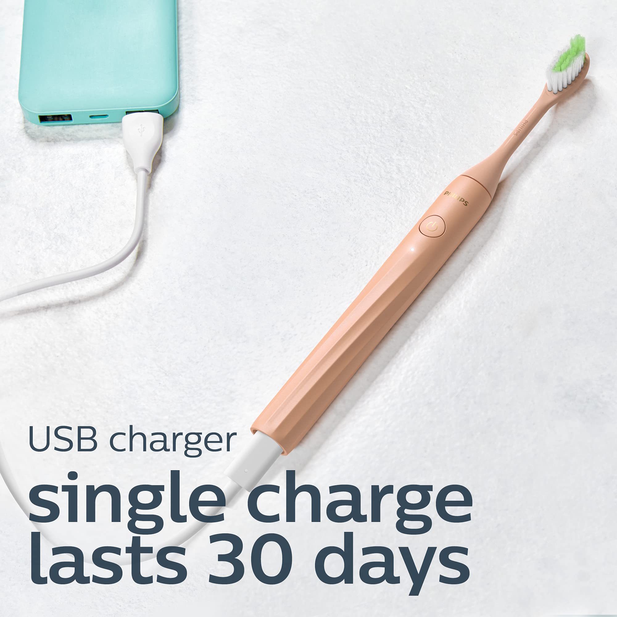 Philips One by Sonicare Rechargeable Toothbrush, Shimmer, HY1200/05 with Philips One by Sonicare, 2 Brush Heads, Shimmer, BH1022/05