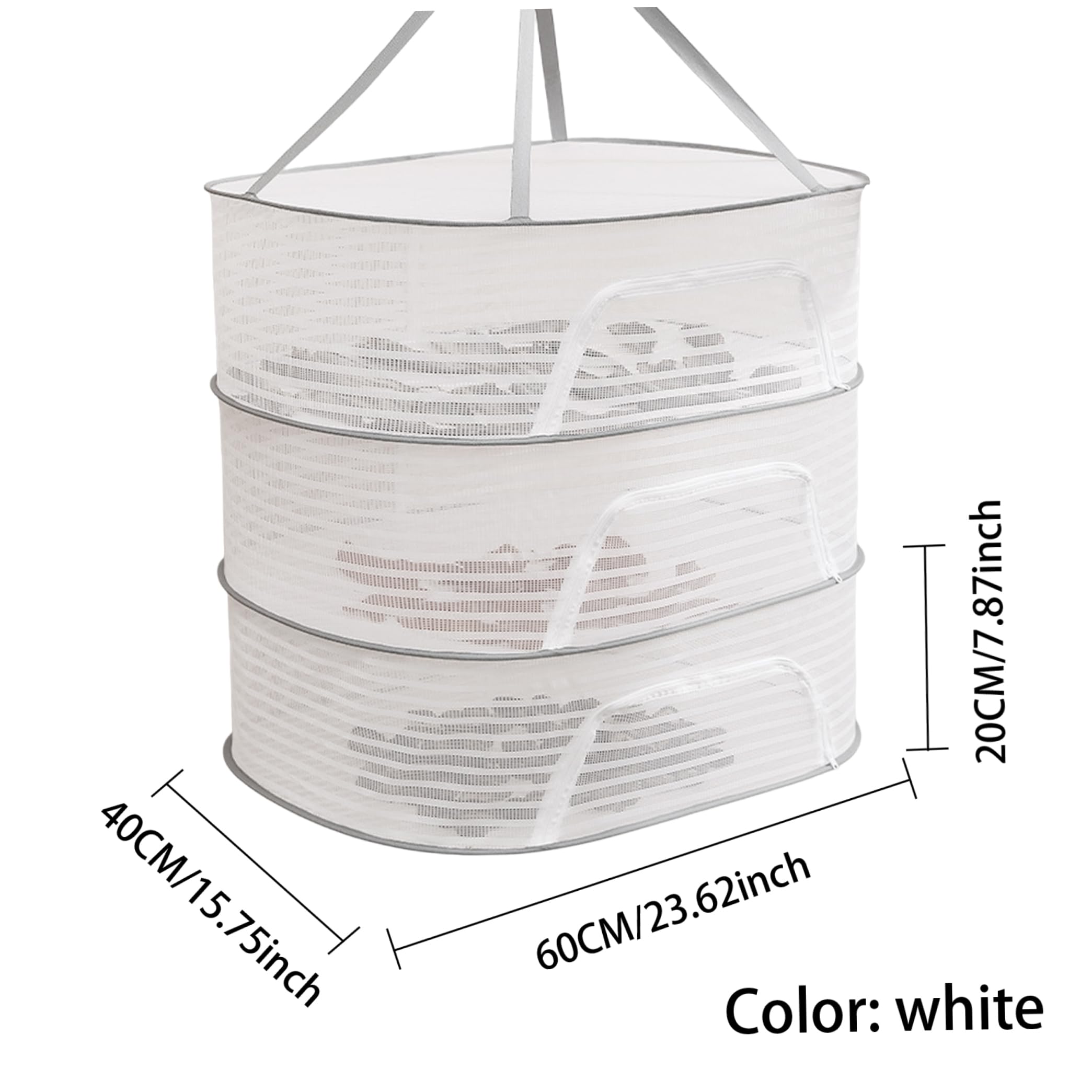 QmjdDymx Herb Drying Rack Herb Drying Rack 3 Layer Hanging Mesh Drying Net Collapsible Drying Rack with Zipper Opening for Plants, Buds, Fruits, Flowers, Vegetables, Cloth Dryer Rack