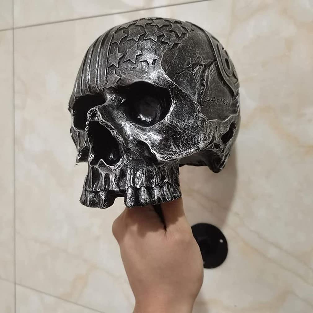 Personalized Cool Wall Mount Motorcycle Skull Helmet Holder, Skull with Beard-Helmet Rack,Removable Resin Crafts Motorcycle Helmet, Hanger for Bike, Baseballs and Rugby Helmet
