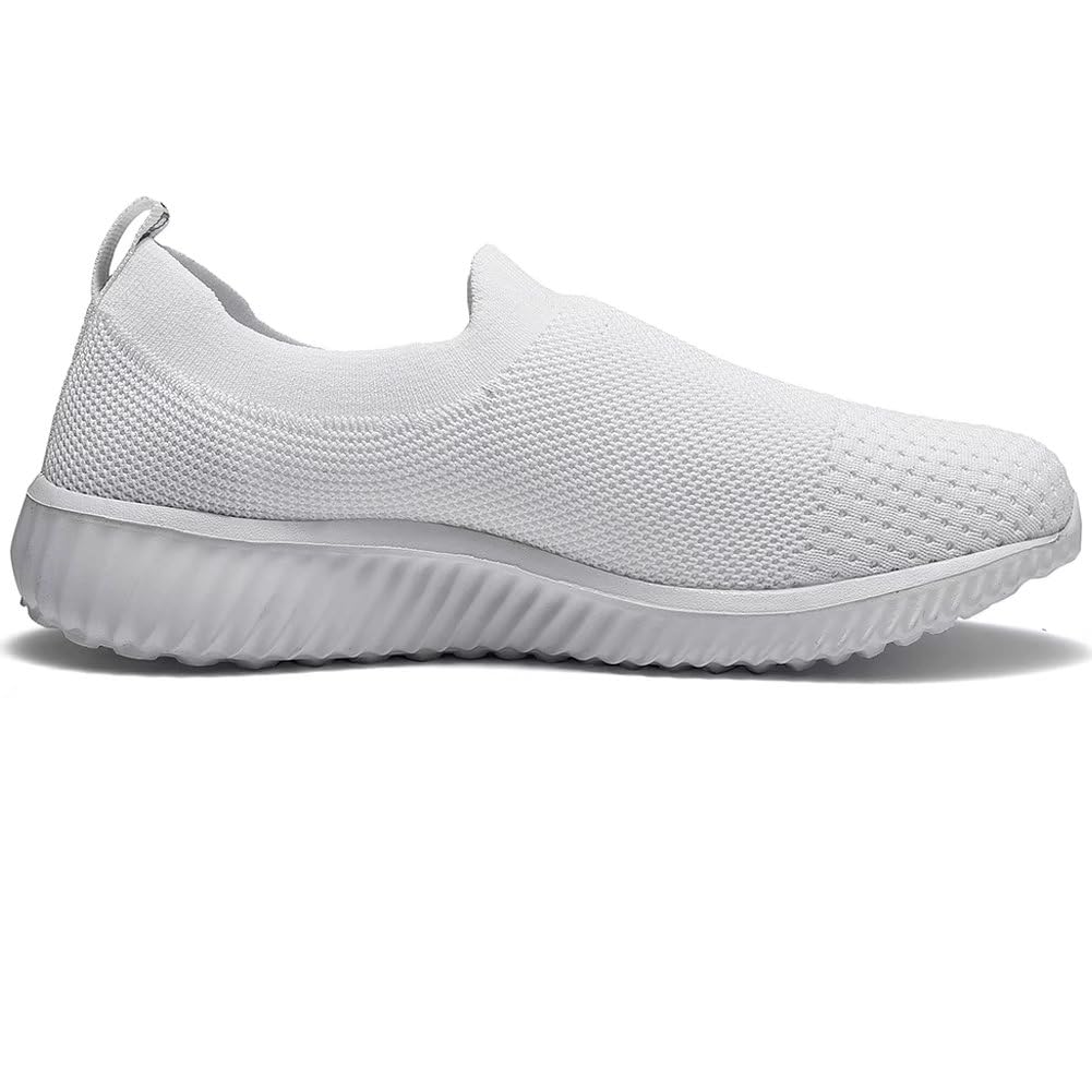 LANCROP Women's Walking Nurse Shoes - Mesh Slip on Comfortable Sneakers 5 US, Label 35 All White