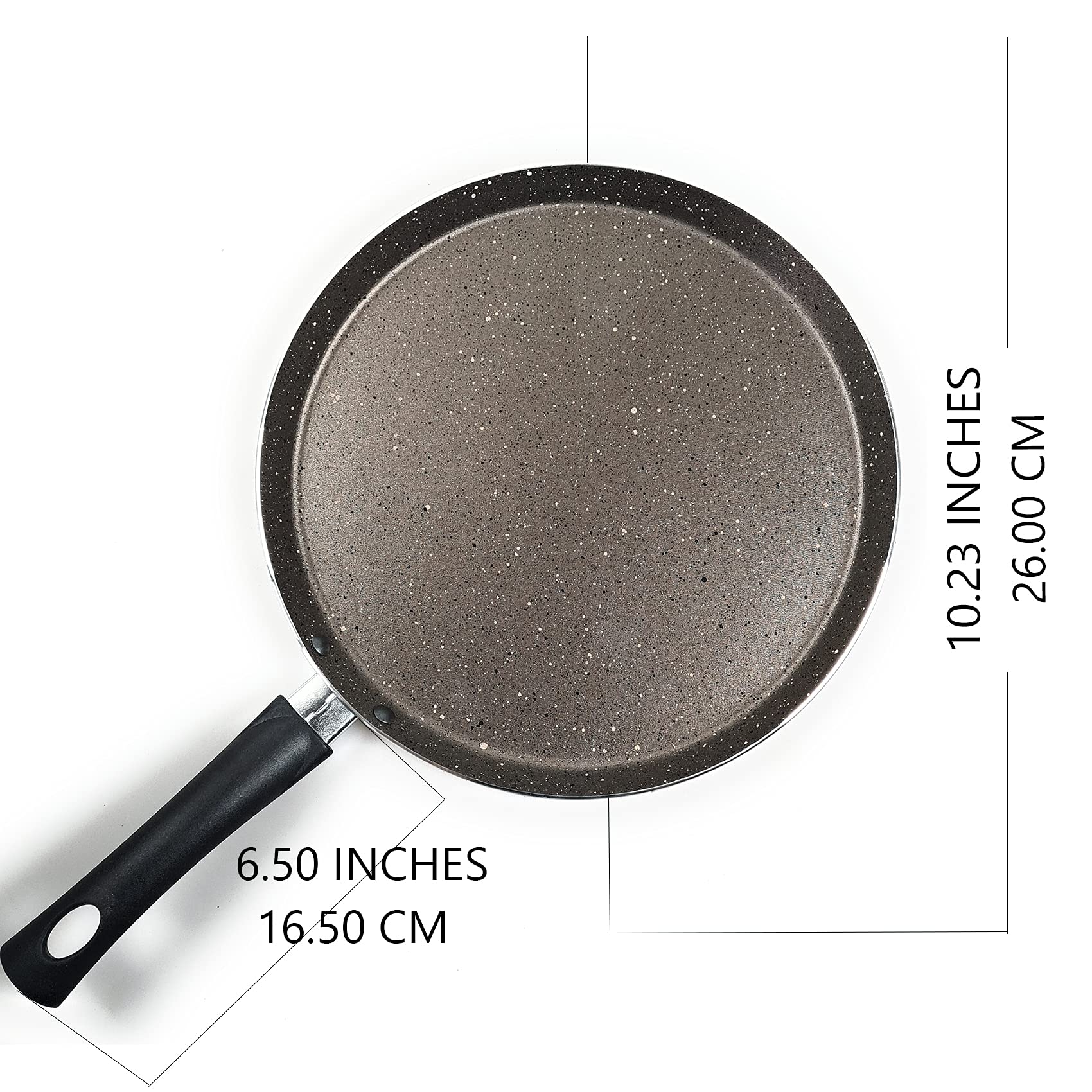 moonwood Crepe Pan, Free Nonstick Coating - Made in Europe MarbleTech Great for Crepes, Omelets, Eggs, Pancake - Dishwasher Safe 10.23 Flat - With Wooden Crepe Spreader and Spatula Set