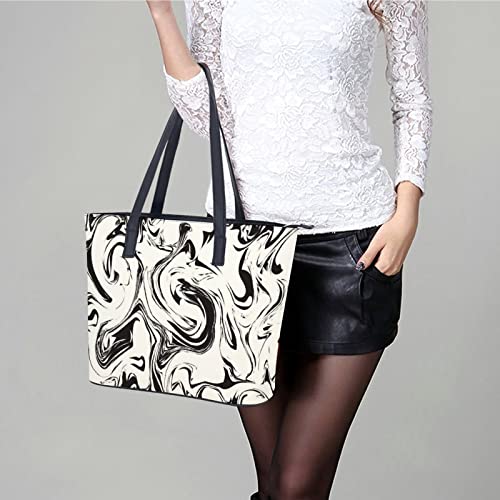 Marbled Waves Women's Tote Bag PU Leather Shoulder Bag Handbags Purse For Work Shopping Travel