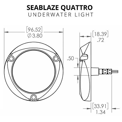 Lumitec Lighting 101510, LED Underwater Light, SeaBlaze Quattro Underwater Light, Spectrum Full-Color RGBW