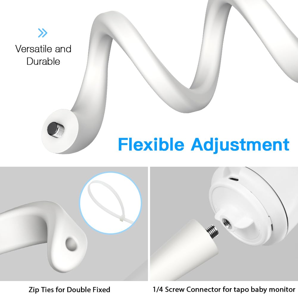 Koroao Flexible Twist Mount for Arenti Baby Monitor，No Tools or Wall Damage Required (White)