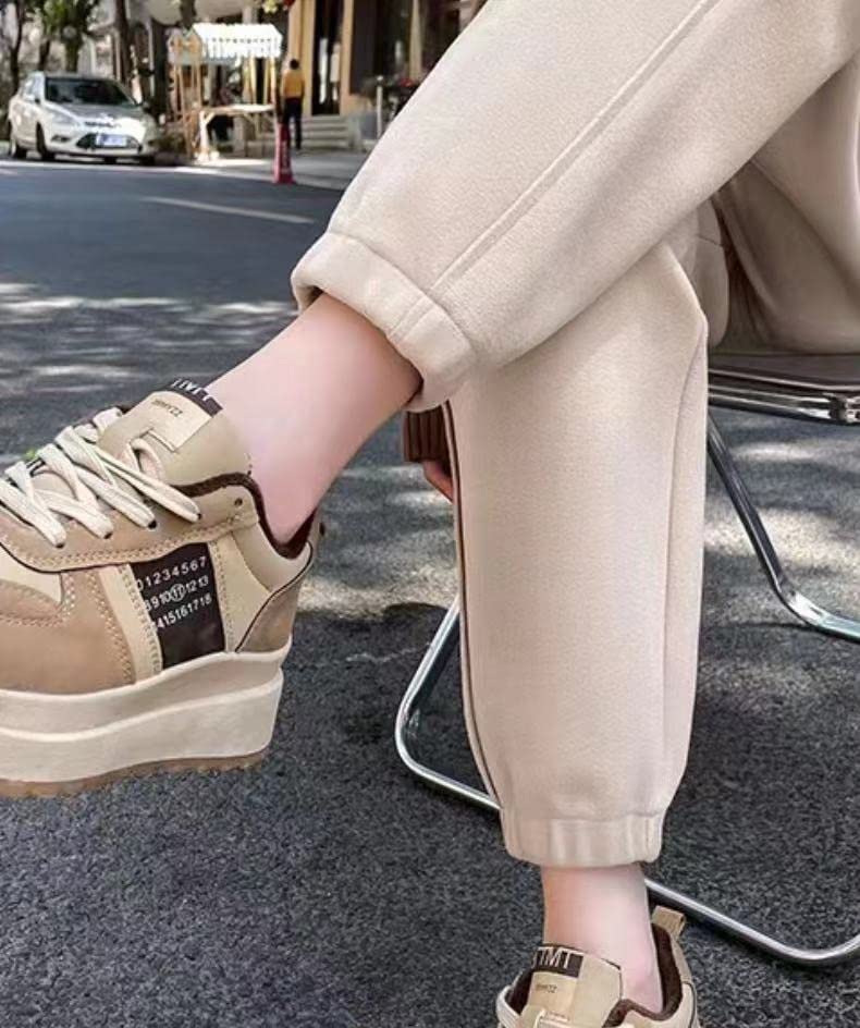 MOMOALWAYS Fit Joggers for Women with Pocket Comfy Elastic Waist Sweatpants Outdoor Lounge Trousers (as1, Alpha, m, l, Regular, Regular) Beige