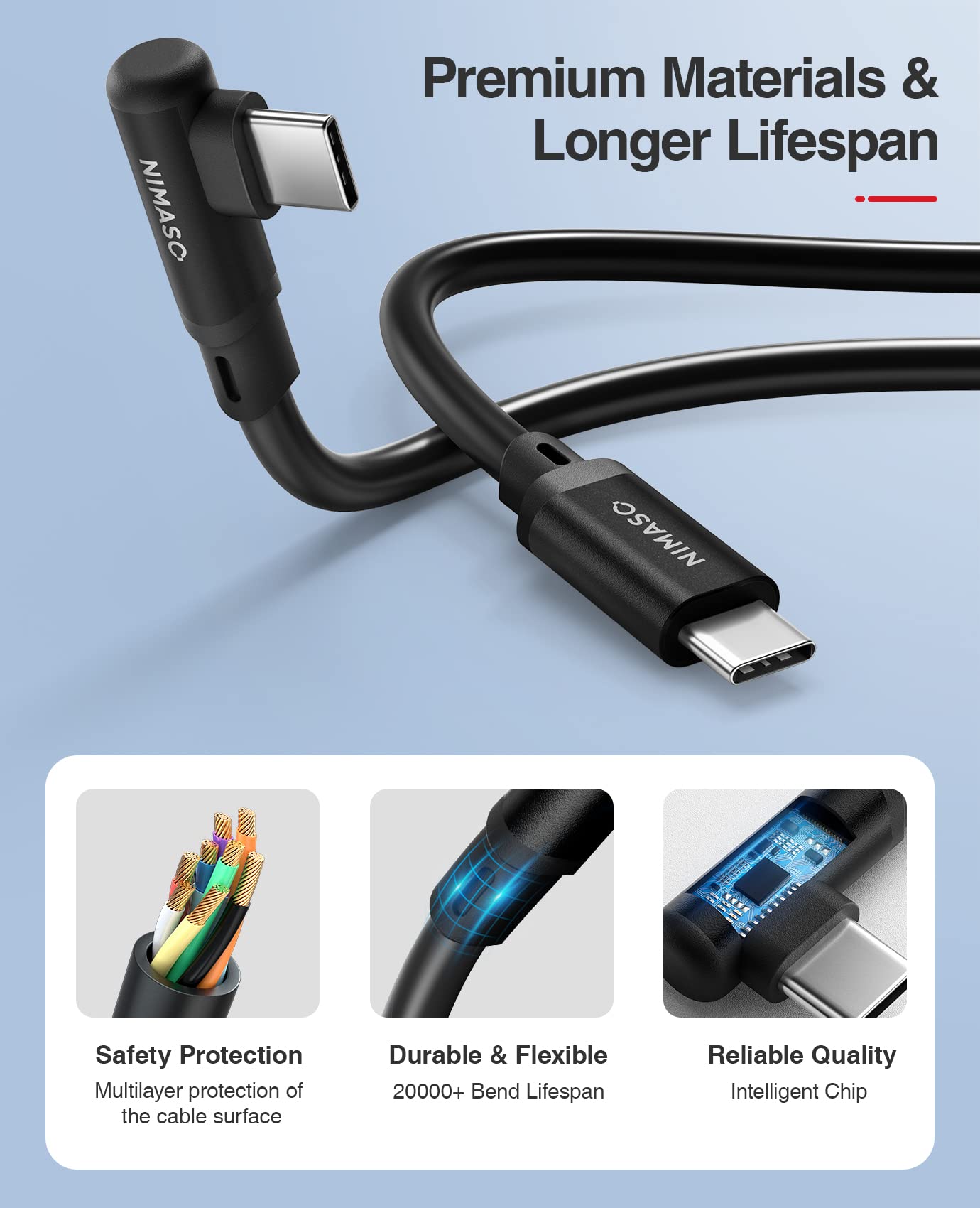 NIMASO USB 3.0 Link Cable 10ft, Compatible with Meta/Oculus Quest 2 / Quest1, High Speed PC Data Transfer USB C to USB C Cable for VR Headset and Gaming PC