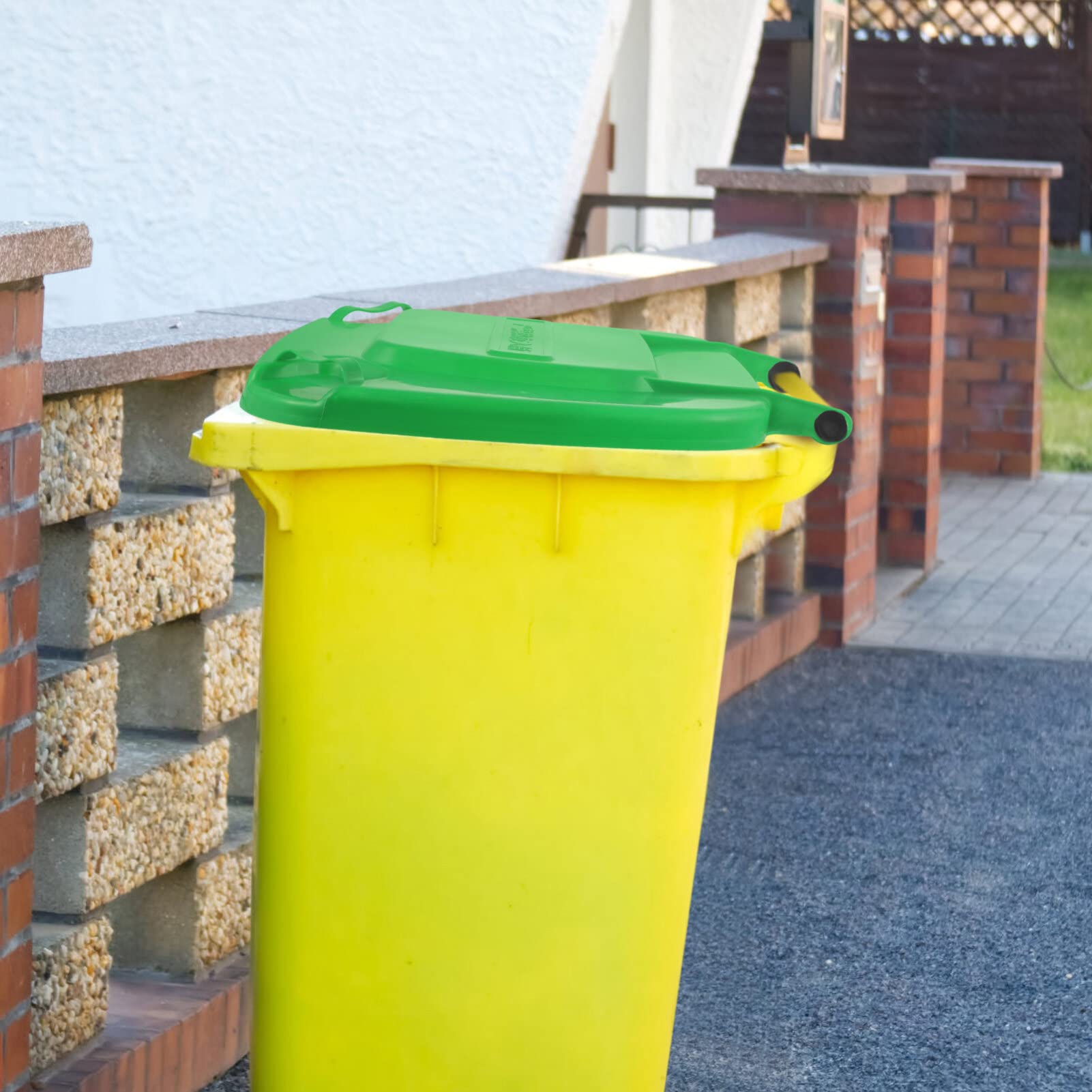 Yardwe Green Plastic Trash Can Lid, Manual-Lift, 20"