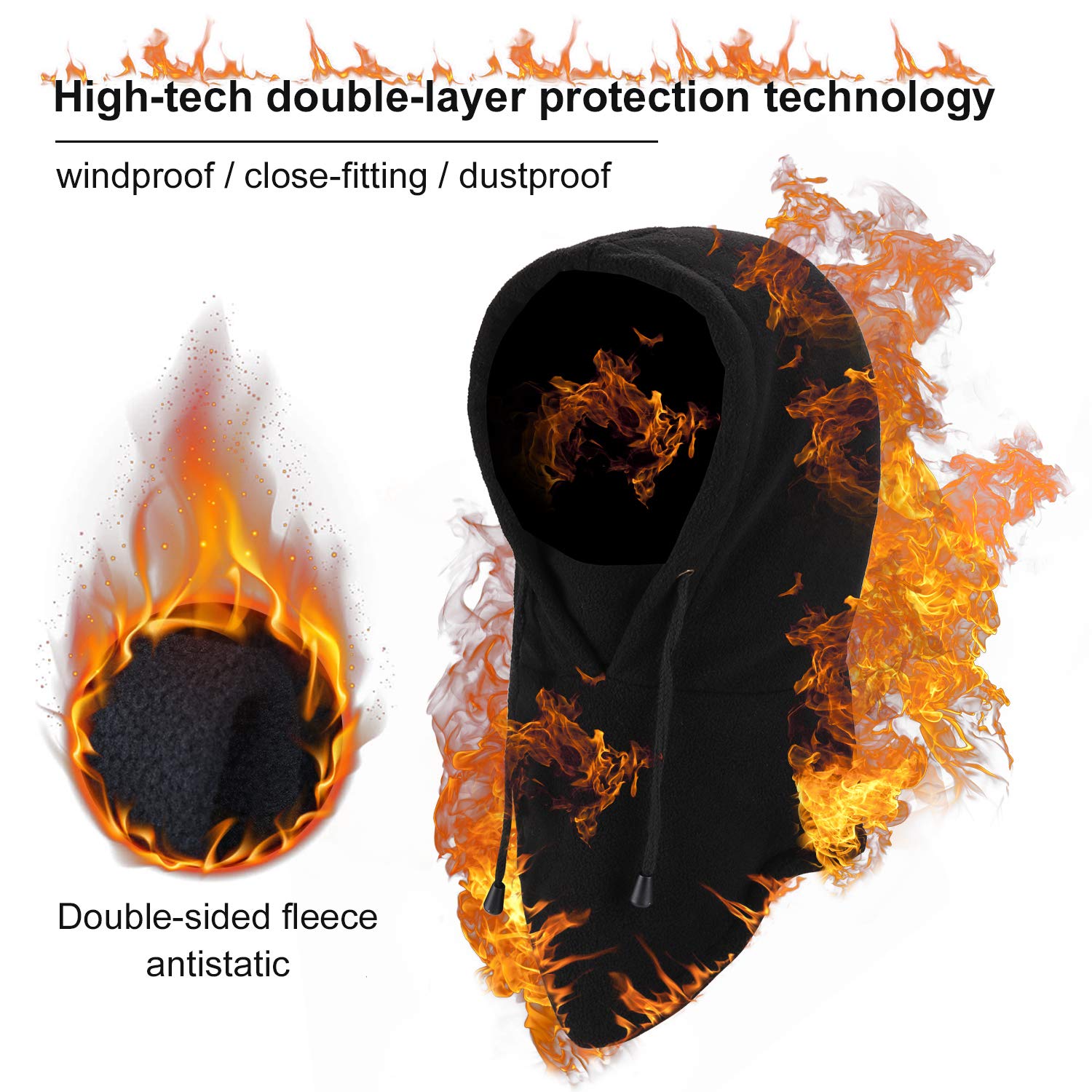 Joyoldelf Heavyweight Balaclava Face Mask for Kids, Adjustable Windproof & Warm Ski Mask for Skiing, Cycling, Hiking, Camping (Black)