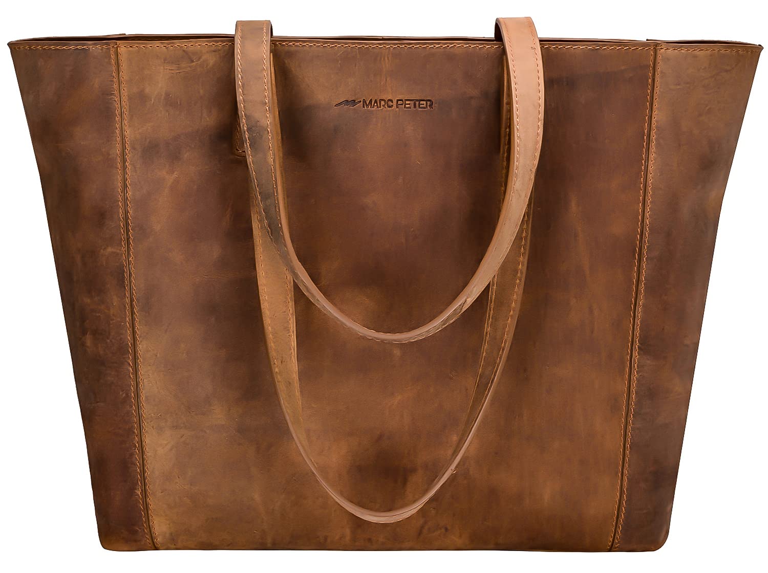 MARC PETER Rosie Hunter Leather Tote Bag for Women | Top Handle Satchel | Women Fashion Shoulder Bag Tan