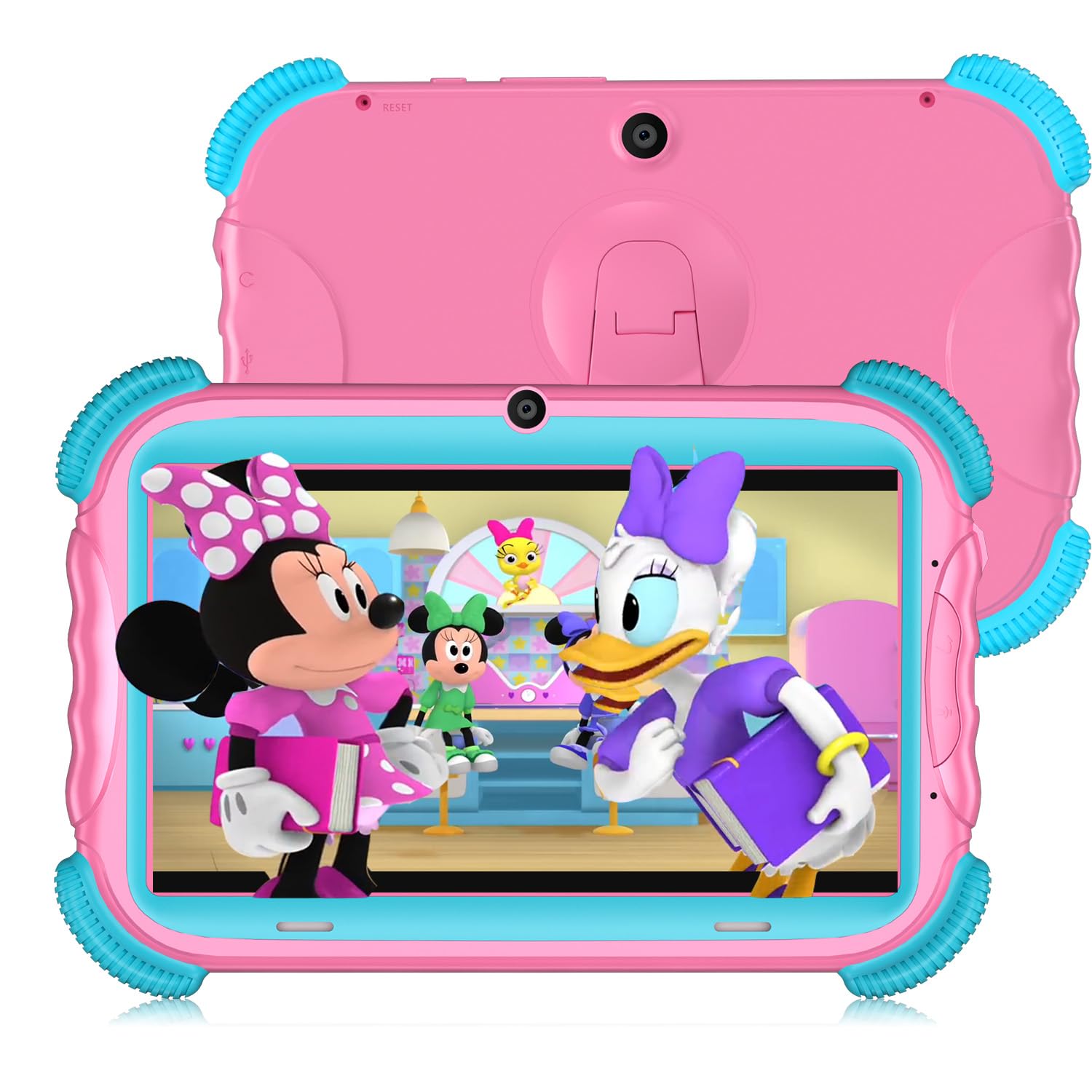 Kids Tablet, 7 inch Tablet for Kids/Toddlers, Android 11, 2GB+32GB, Parental Control APP, Dual Camera, WiFi, Bluetooth, Children Tablet with Anti-Drop Kid-Proof Case, Google Kids Space, YouTube, Pink