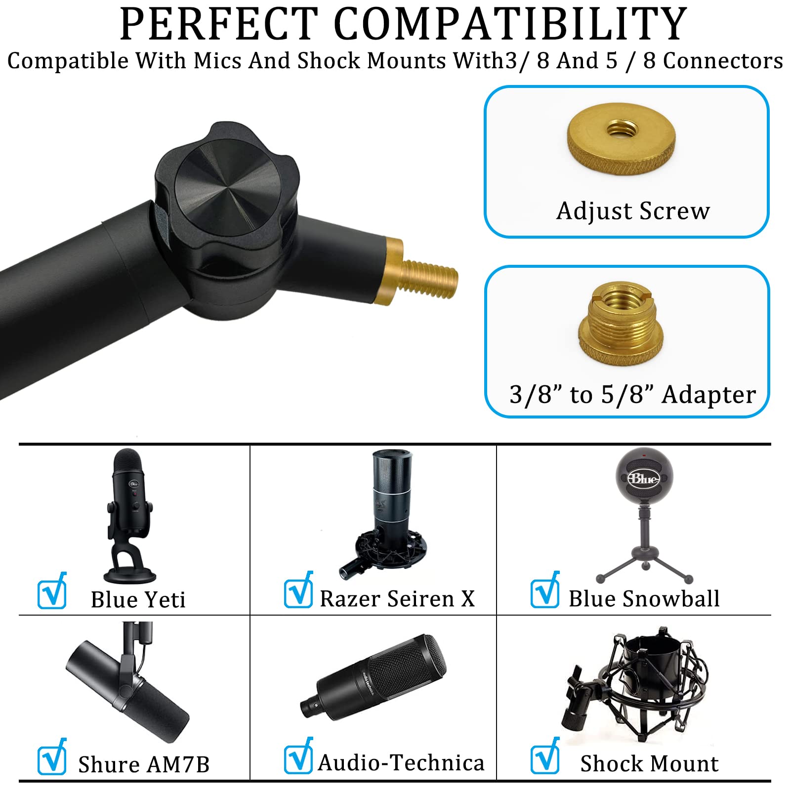 Microphone Arm stand, Upgraded Mic Arm Microphones Stands for live streaming Premium direct Broadcast Boom Arm with 360ยฐ Rotatable Clamp for Radio Studio, Podcast, Gaming