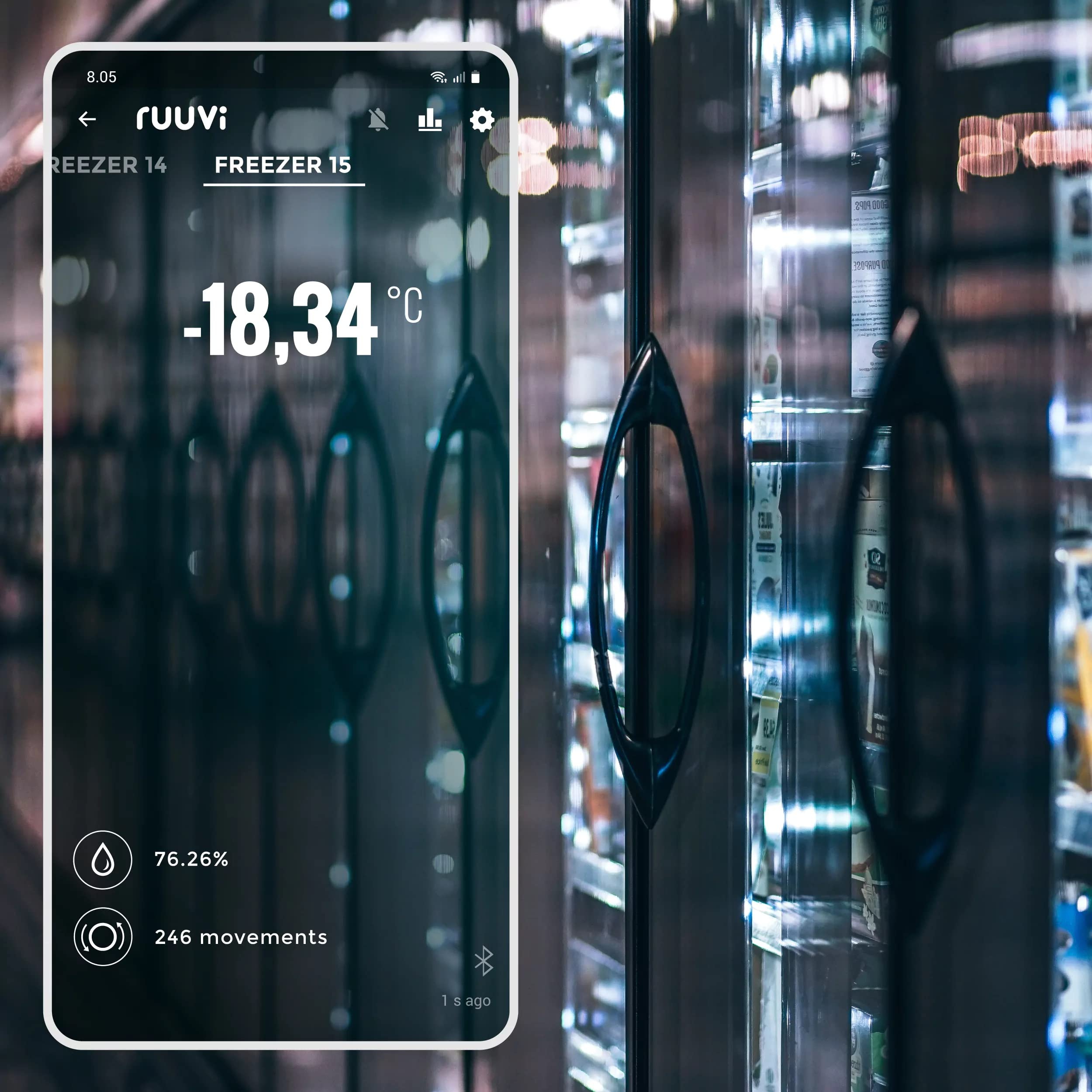 RuuviTag Pro 3in1 Wireless Bluetooth Temperature (°C/°F), Air Humidity and Motion Sensor. Alerts & History. Free Android/iOS apps. Integrates with Victron, Homey, and Home Assistant. Made in Europe.