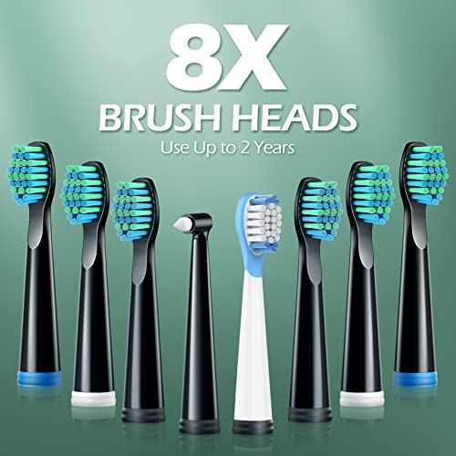 PHIPRIME Electric Toothbrush for Adults, 8 Brush Heads Sonic Electric Toothbrushes, 40000 VPM Deep Clean, 5 Modes Rechargeable Toothbrushes, 3 Hours Charge Last 30 Days (Black)