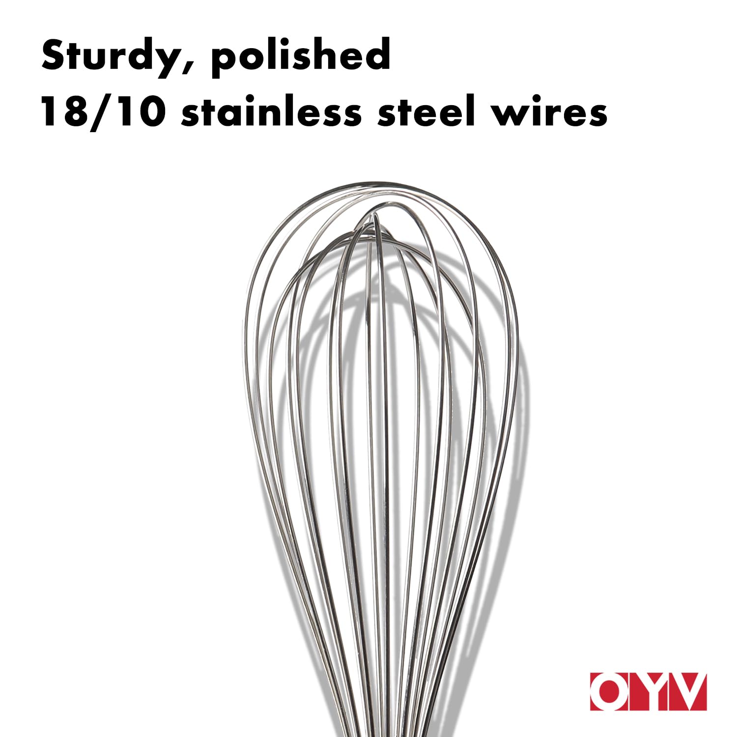 OYV 18/10 Stainless Steel Whisk, Ergonomic Handle, Dishwasher Safe Metal Whisk, Professional Whisk for Kitchen Cooking, Perfect for Blending, Whisking, Baking, and Beating, 10-Inch Wire Whisk