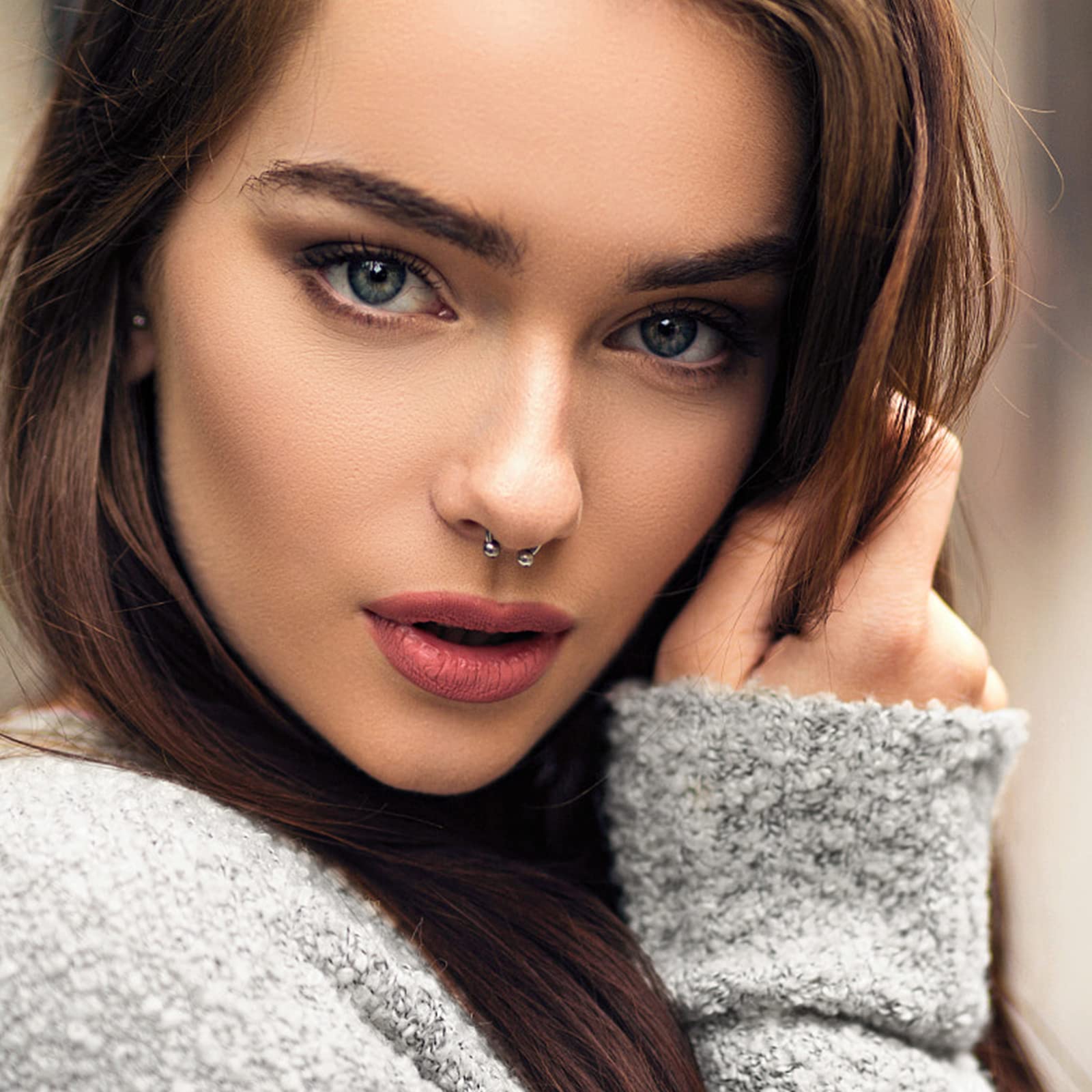 MILACOLATO 16g Septum Rings for Women Men | Implant Grade G23 Titanium Septum Ring | Internally Threaded Horseshoe Barbell Piercing Jewelry for Nose Lip Tragus Eyebrow Helix Daith | 2pcs 8mm