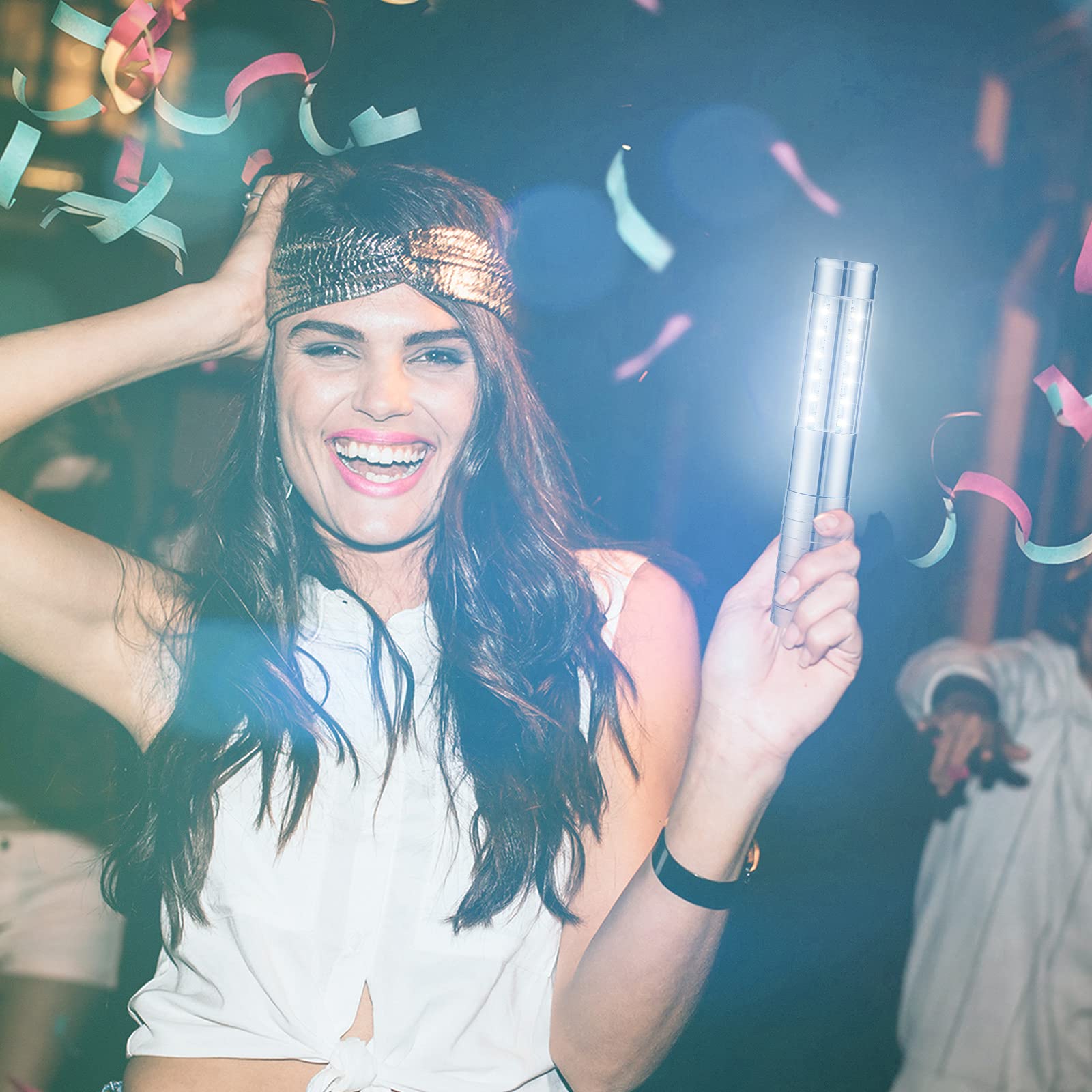 LED Strobe Baton Light LED Bottle Service Light Reusable LED Light Champagne Bottle Handheld Light for Party Concert Event Outdoor (Gold Silver)