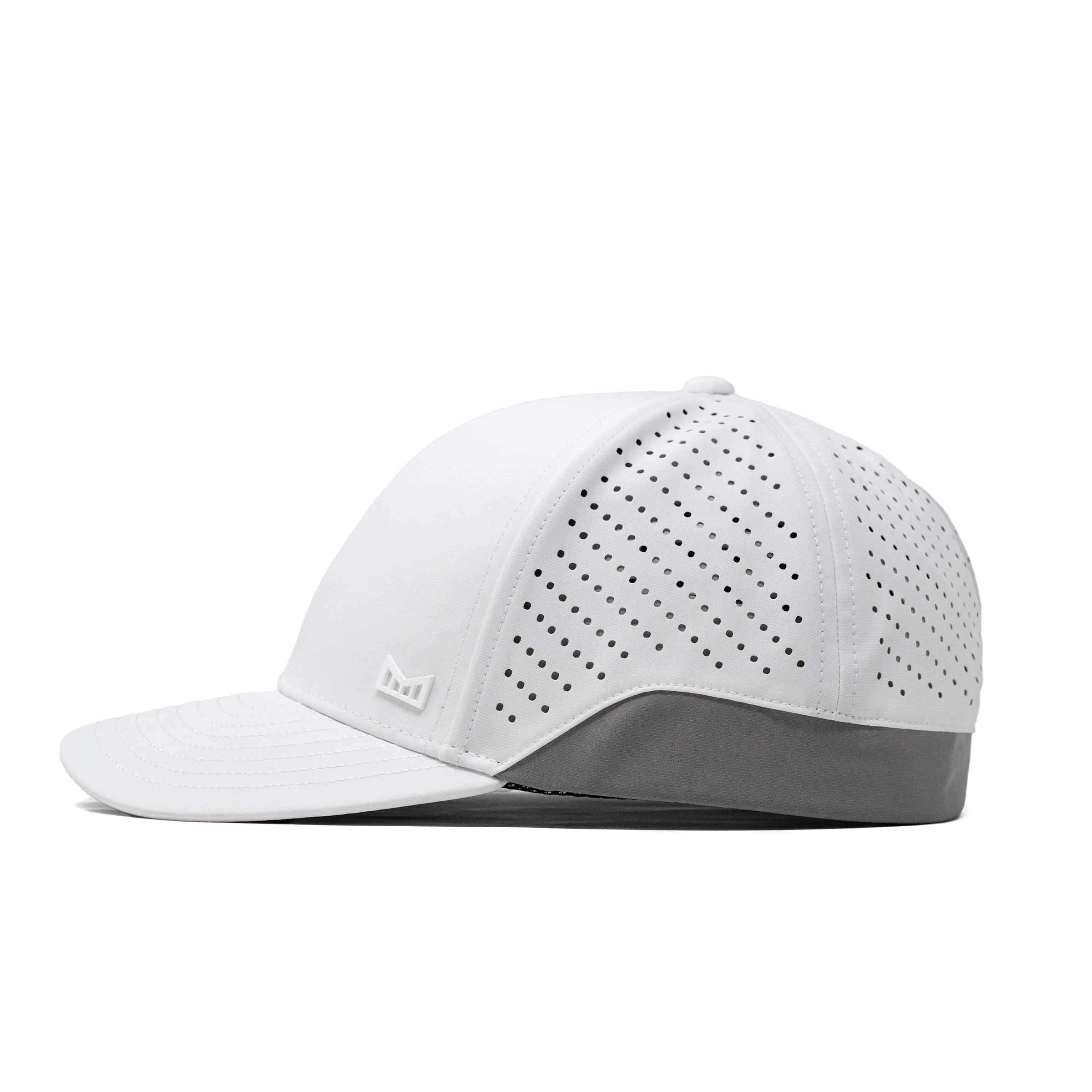 melin MFLX Hydro, Performance Fitted Hat, Water-Resistant Baseball Cap for Men & Women, White/Grey