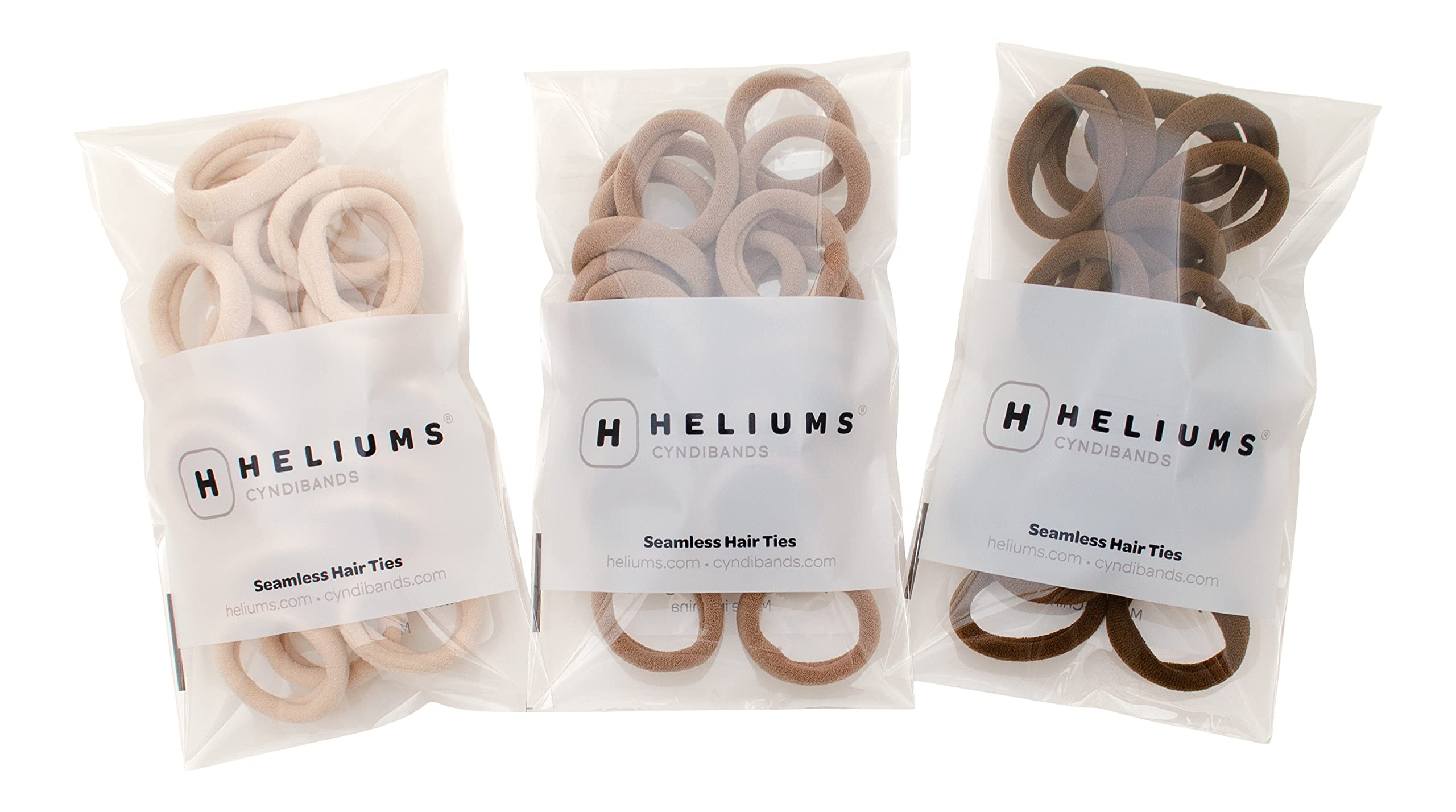 Heliums Small Hair Ties - Brown - 1 Inch Seamless No-Damage Ponytail Holders for Kids, Braids and Thin Hair - 20 Count