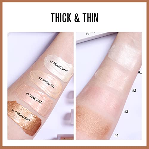 Jutqut Liquid Highlighter, Shimmer Face Body Highlighter Wand,Waterproof and Long-lasting Cream Smooth Highlighter Illuminator, Silky Natural Glow Makeup Stick for Body, 02#STARLIGHT
