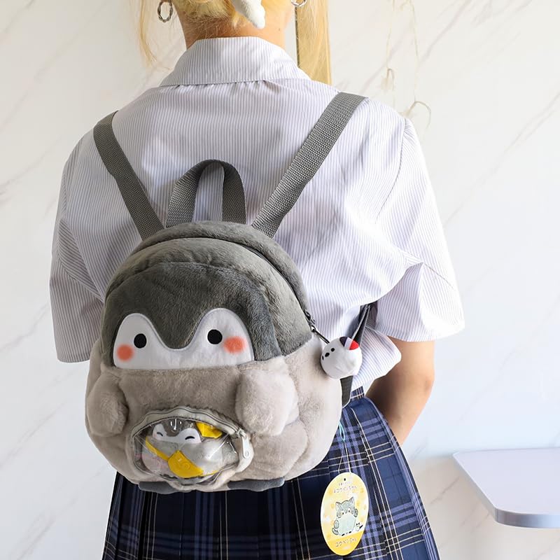 Jim Gin Girls Plush Toddler Backpack Penguin Backpack Bags Cute Soft Cartoon Stuffed Animal Backpack Little For Kids 3-6 Years