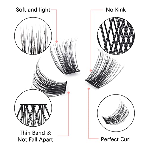 Lash Clusters, 60Pcs Individual Lashes DIY Eyelash Extensions, D Curl Cluster Lashes Soft and Lightweight 10-12-14-16mm Mixed Lash Extension Easily Done at Home(Miami 10-16mm)