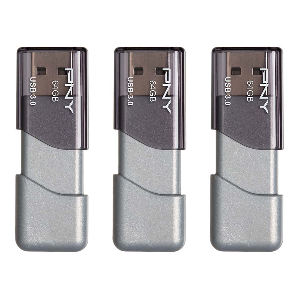 PNY 128GB DUO LINK iOS USB 3.0 OTG Flash Drive for iPhone & iPad and Computers - External Mobile Storage for photos, videos, and more & 64GB Turbo Attaché 3 USB 3.0 Flash Drive 3-Pack