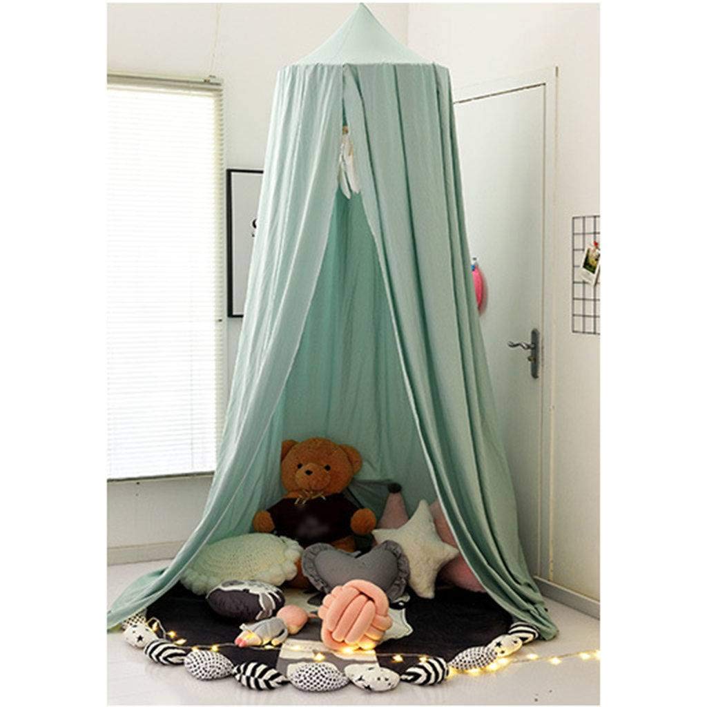 HUNOL Bedroom Decoration Bed Canopy,Polyester Princess Bed Curtain Blackout Dome Kids Teepee Installation Easy for The Baby Crib-Dark Blue
