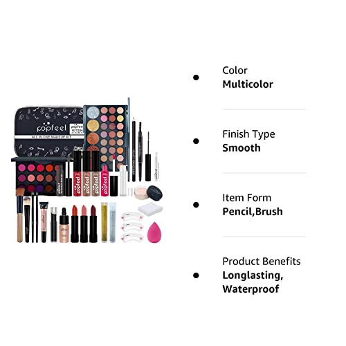Makeup Kit for Women Full Kit, All-in-one Makeup Gift Set, Include Makeup Brush Set, Eyeshadow Palette, Lip Gloss Set, Lipstick, Foundation, Concealer, Mascara, Eyebrow Pencil
