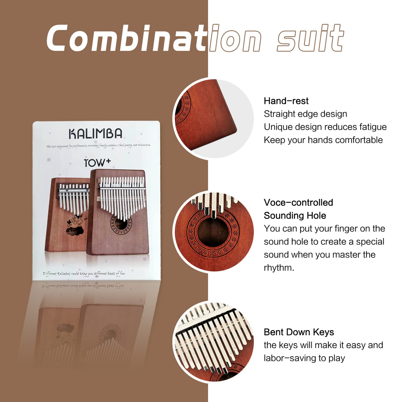 Kalimba 17 Key, Portable Thumb Piano, 10-17 Set Combination, Gift for Beginners, Enthusiasts (10-17 Two)