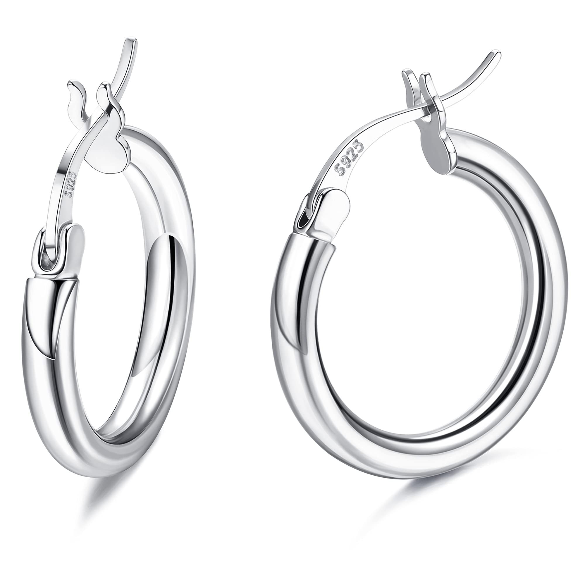 Milacolato 925 Sterling Silver Twisted Hoop Earrings 18K White Gold Plated Wave Chunky Hoop Earrings Hypoallergenic Huggie Stud Earrings for Women
