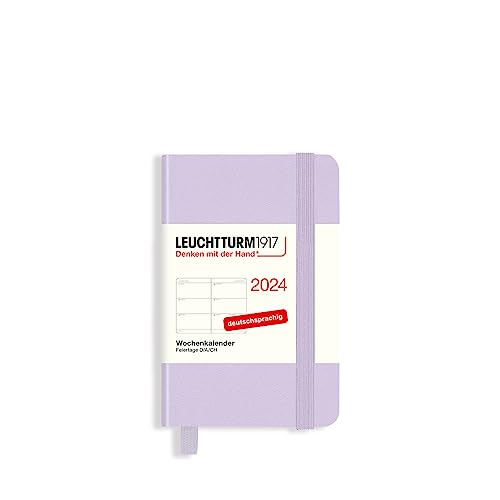 LEUCHTTURM1917 367641 Weekly Planner Mini (A7) 2024, Lilac, German, 12 Months
