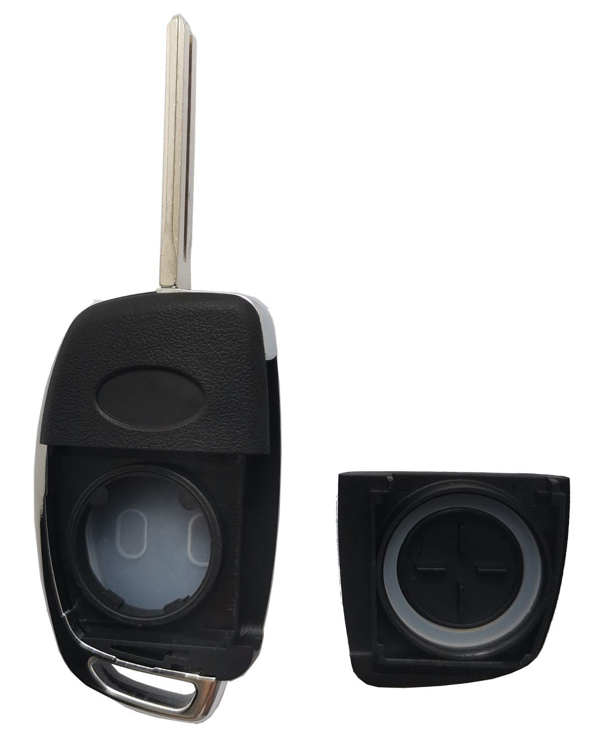 Key Fob Case Fits for Hyundai Santa Fe Sonata Flip Folding Keyless Entry Remote Replacement Key Fob Shell with Screwdriver and Uncut Blade (4 Buttons)