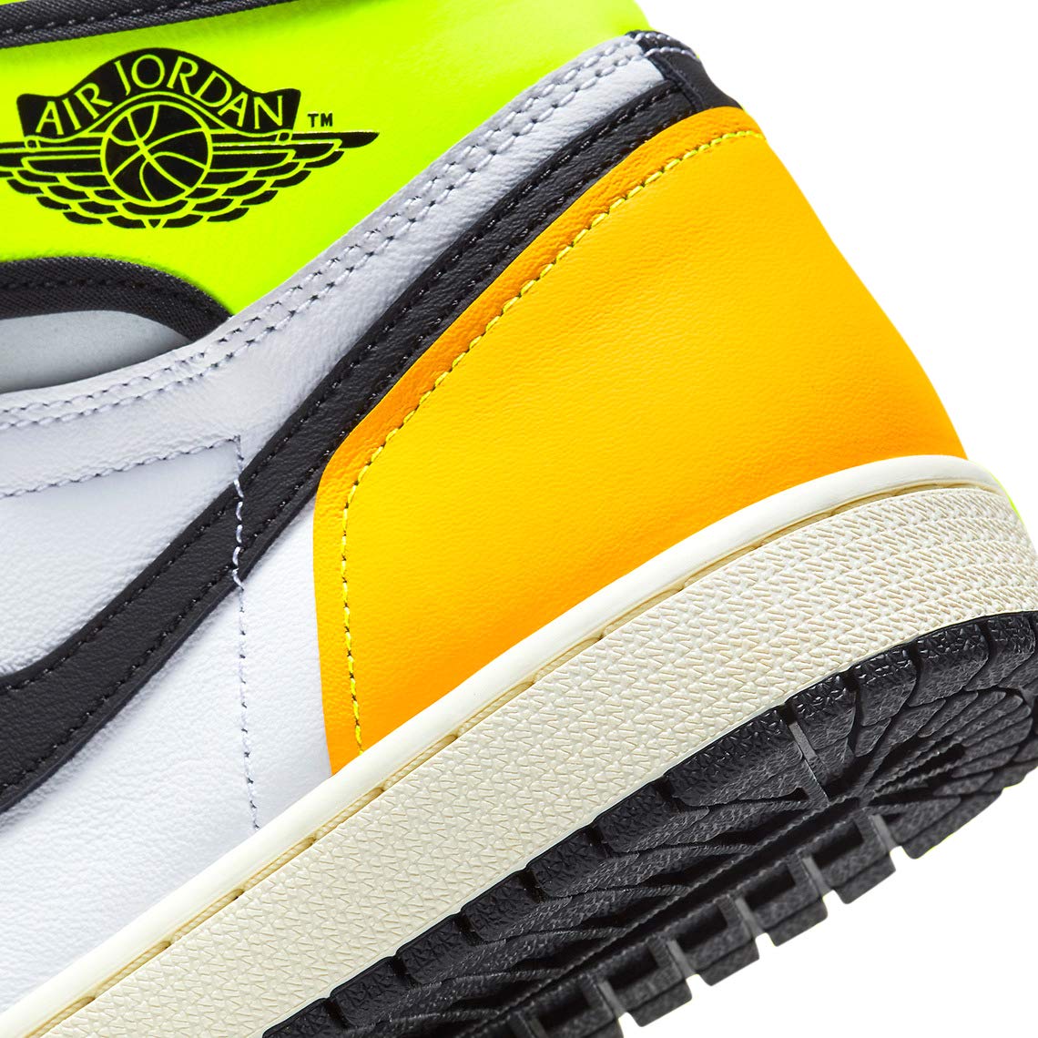 Jordan Men's 1 Retro High OG Volt Gold White/Black-Volt (555088 118) - 14