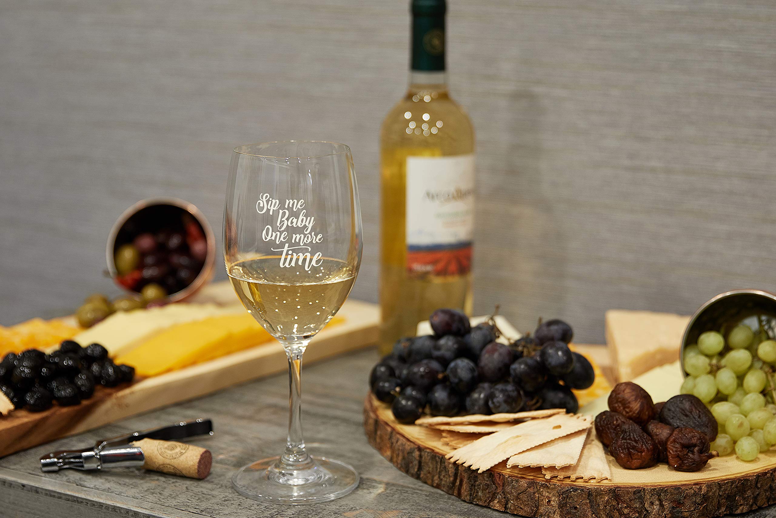 Lushy Wino – Sip Me Baby One More Time. Cute, Novelty, Etched Stemmed 16-Ounce Wine Glass with Funny Sayings in Gift Box