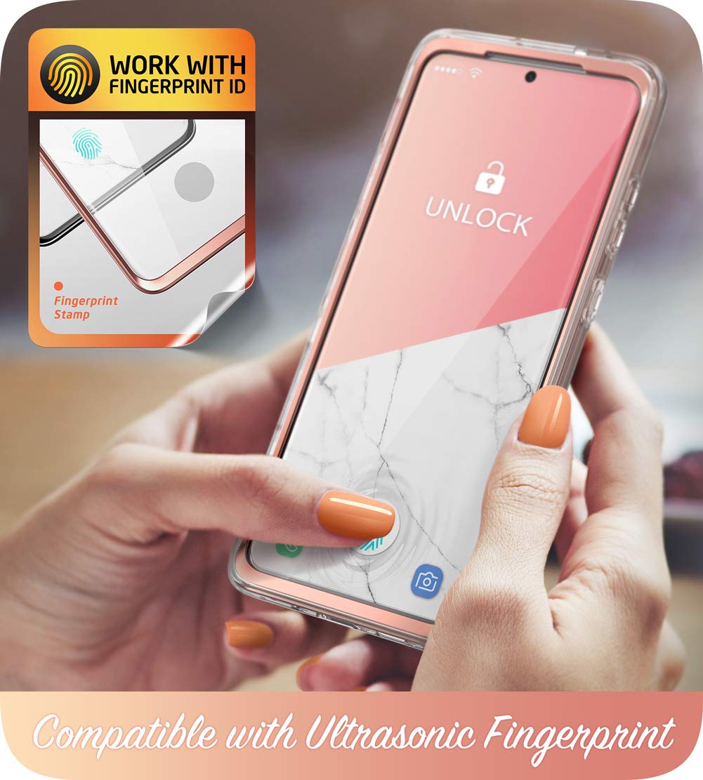 i-Blason Cosmo Series Case for Samsung Galaxy S20 Ultra 5G (2020 Release), [Built-in Screen Protector] Slim Stylish Protective Case (Marble)