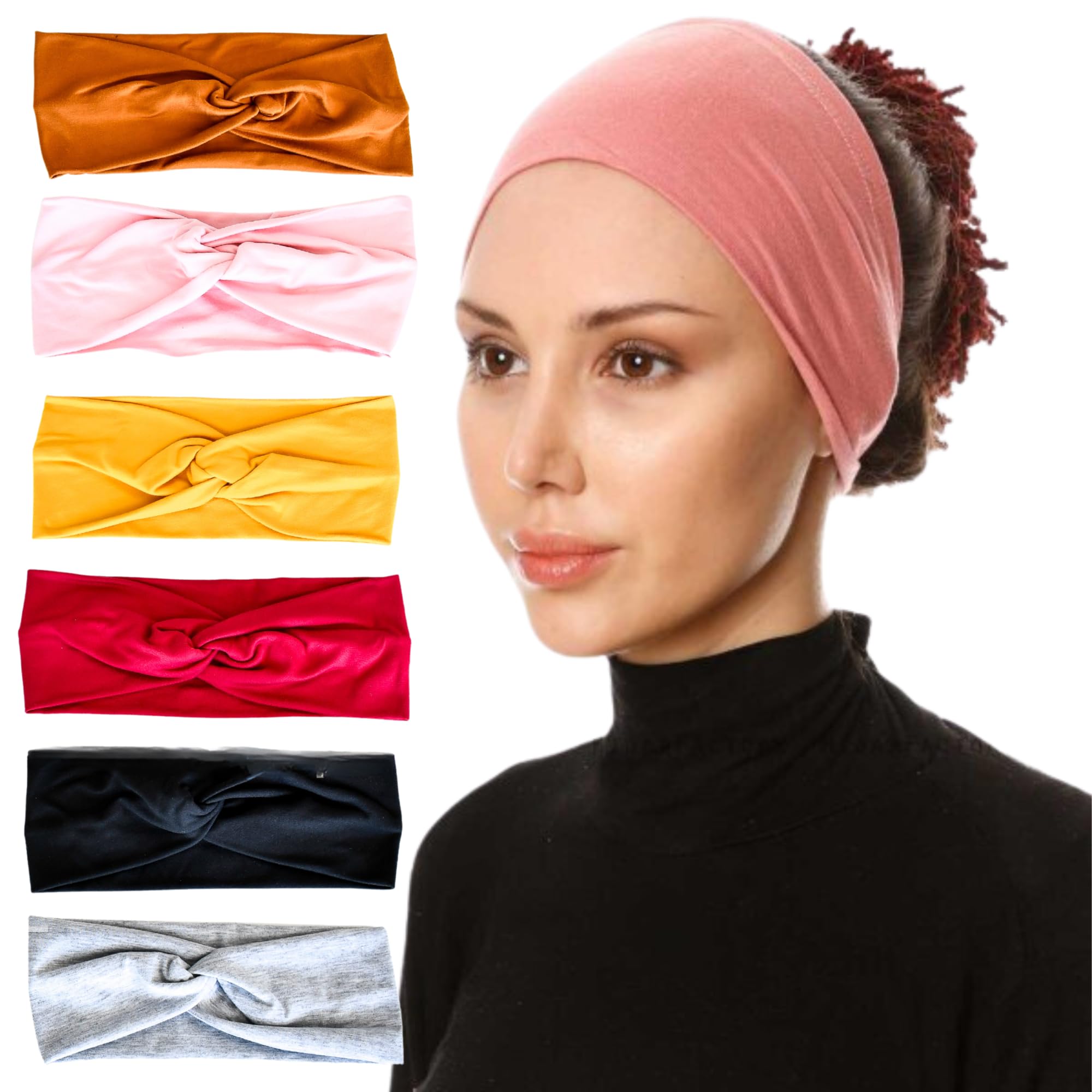LOTUS78 Women's Headbands Pack - 8 Soft Fabric Hair Bands, Elastic Sweat-Wicking Headbands for Exercise, Trendy Boho Styles