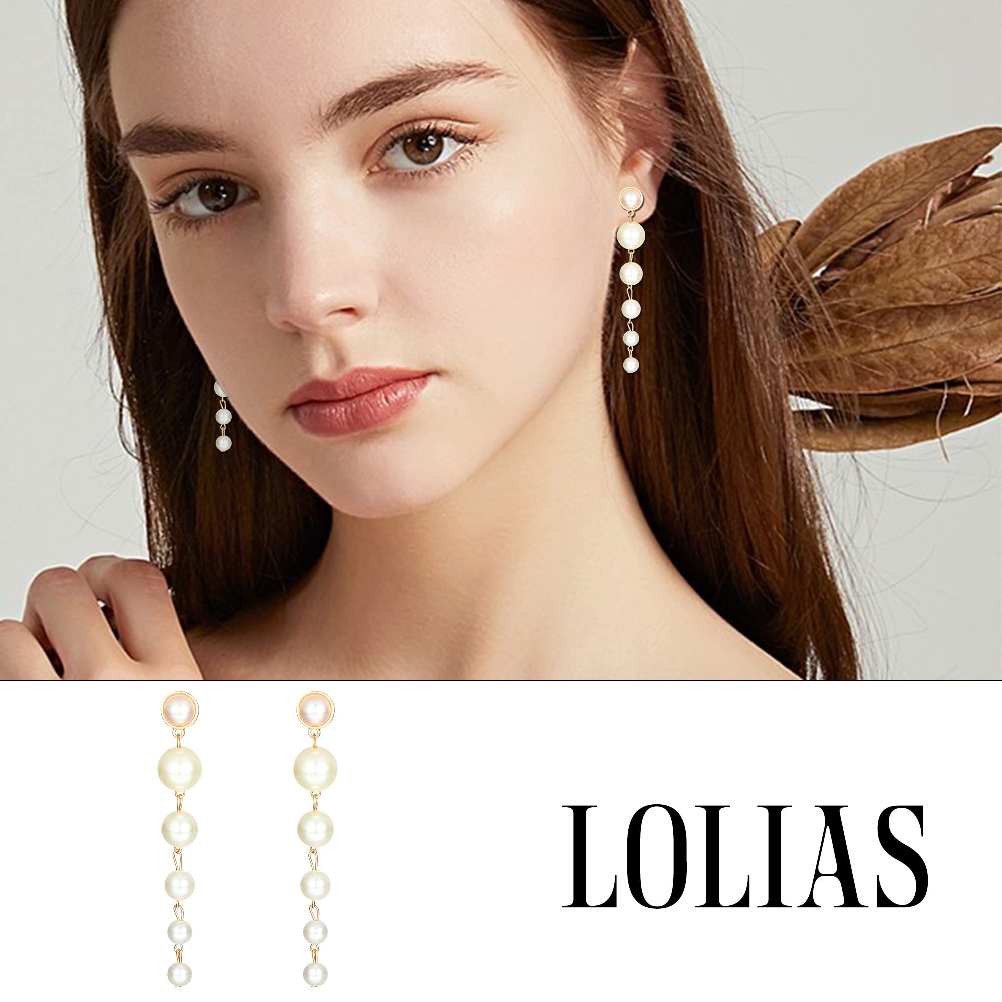 LOLIAS Statement Drop Clip On Earrings Metal Raised Design Crystal Geometric Earrings Square Dangle Earrings Earrings for Women Pearl