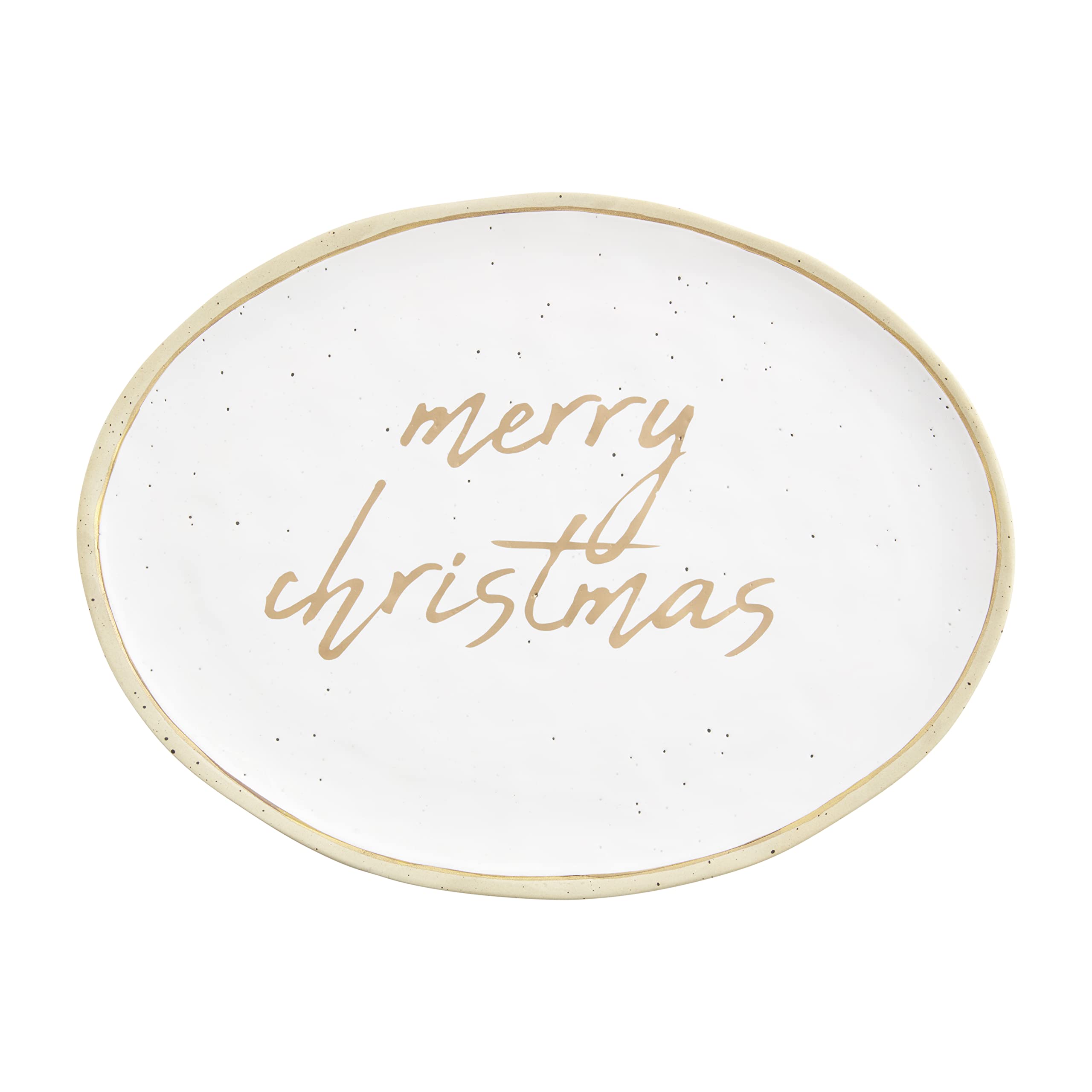 Mud Pie Stoneware and Gold Merry Christmas Platter