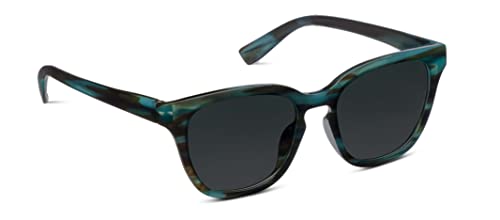 Peepers by PeeperSpecs Women's Pisa Cat Eye Polarized, No Correction Sunglasses, Teal Horn, 54 + 0