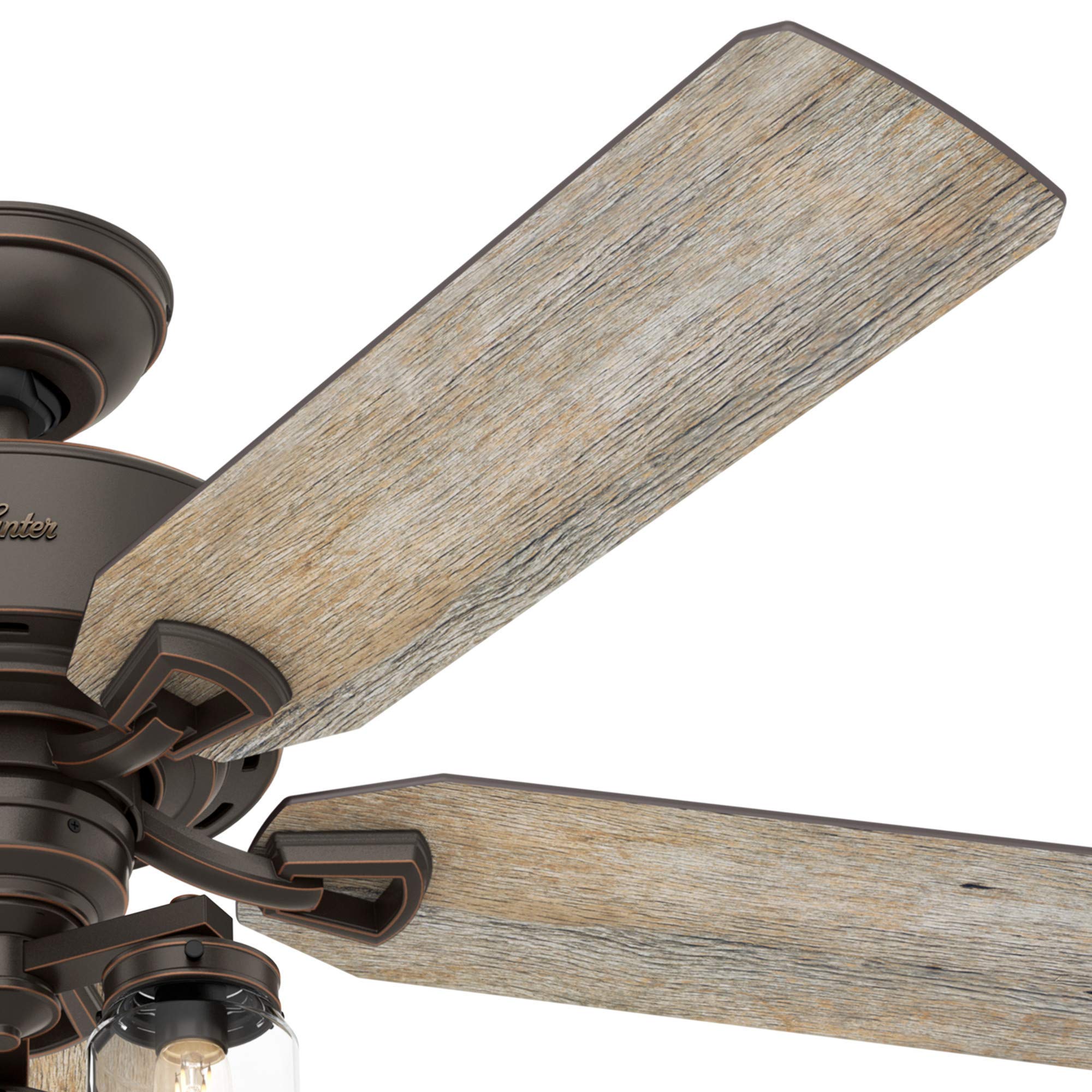 Hunter Fan 52 inch Casual Onyx Bengal Indoor Ceiling Fan with Light Kit and Remote Control (Renewed)